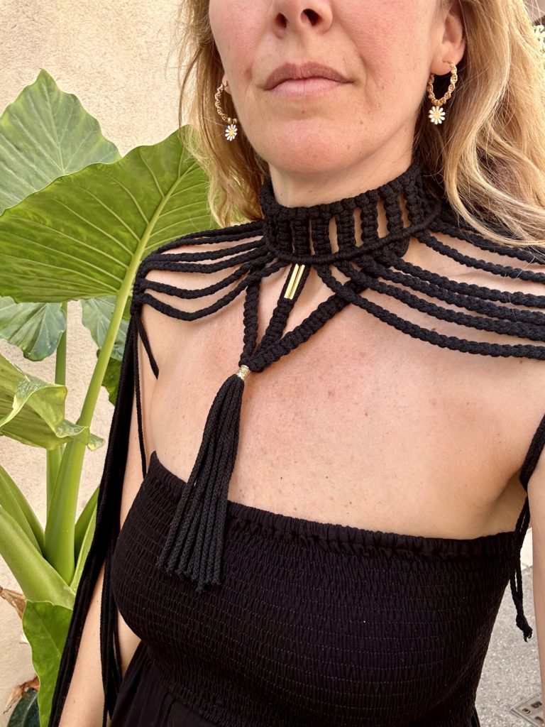 Top bijou épaules SENSEI en macramé - Gcrealine - Macramé fabriqué en France